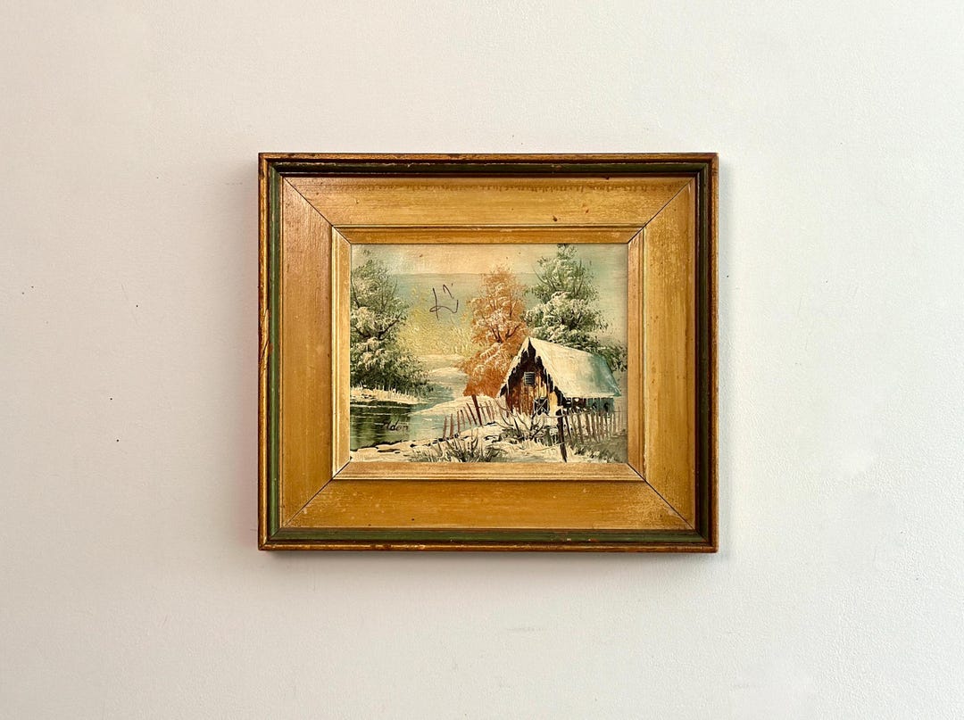 Vintage Original Oil Painting in a Wood Frame, Canadian Winter ...