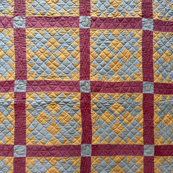 Red and Yellow Quilt - Etsy