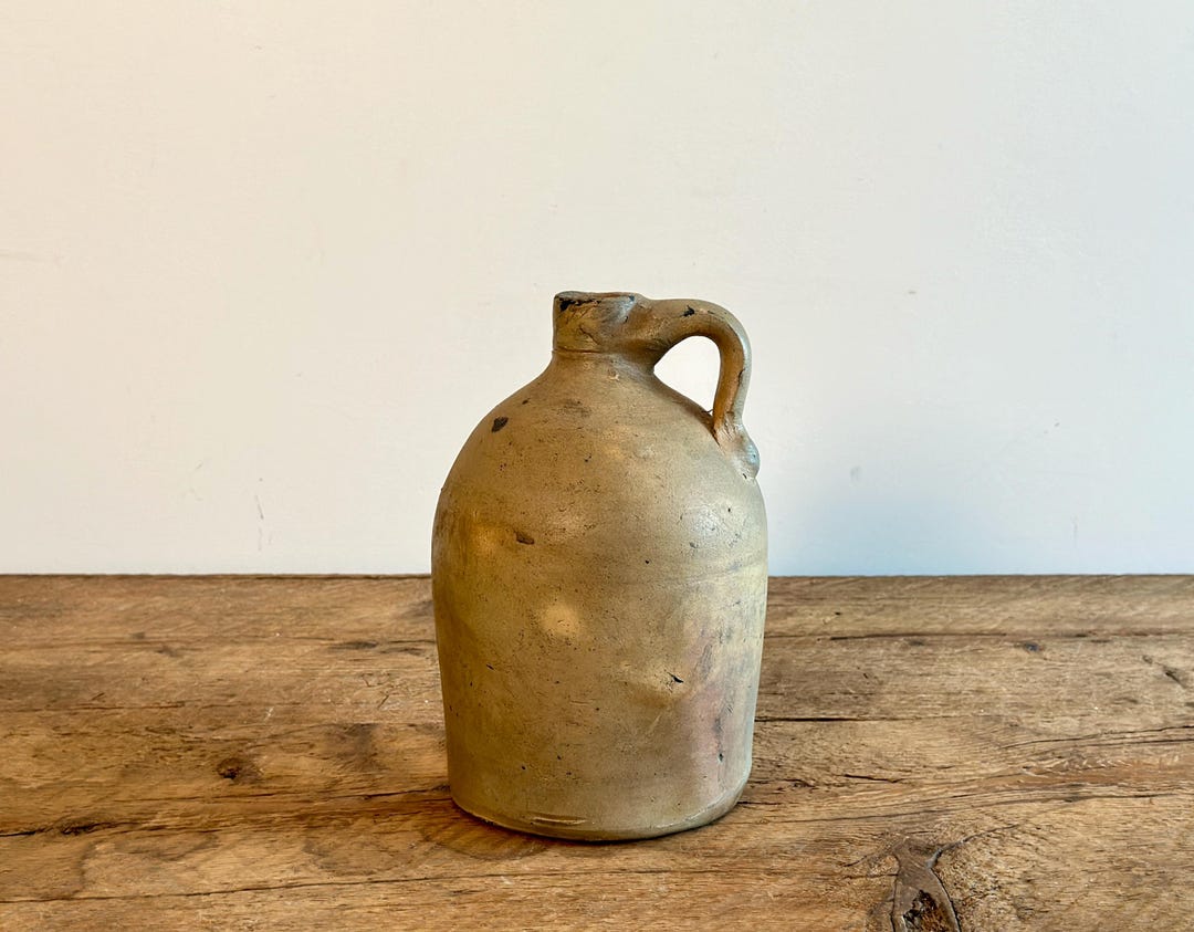 Antique Stoneware Crock Jug With a Handle, Salt Glaze Beige Merchant ...