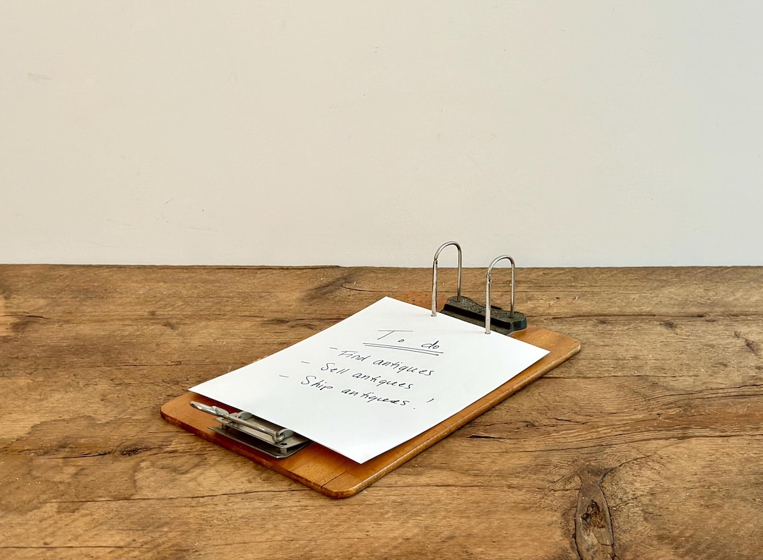 Antique Shannon Two-hole Wooden Hanging Clipboard With Attached Punch ...