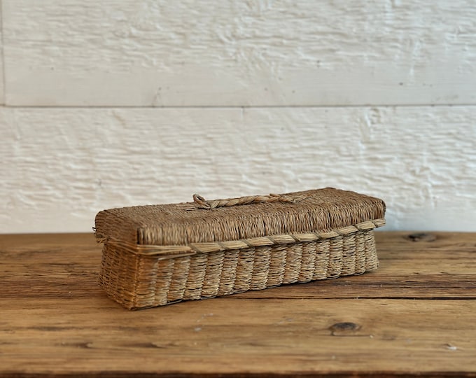 Antique Native Sweetgrass and Split Ash Basket With Lid, Glove Box ...
