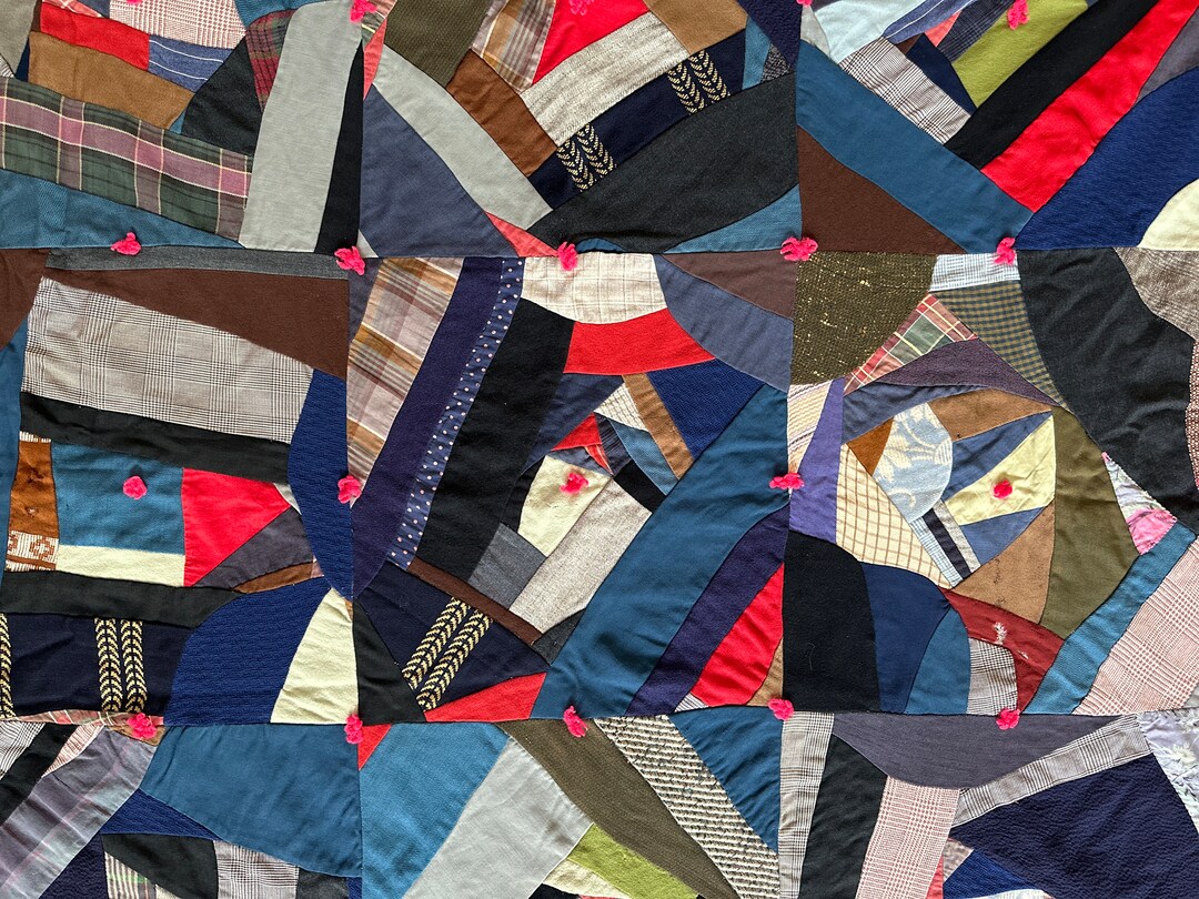 Antique Amish Buggy Quilt, Large Crazy Quilt, Made From Old Wool ...