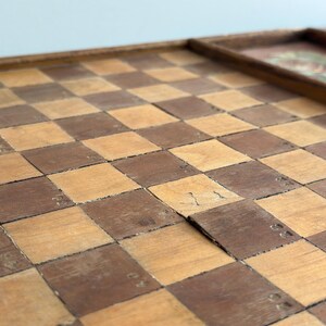 Antique Wooden Checker Board With Numbered Tiles, With Its Original Red ...