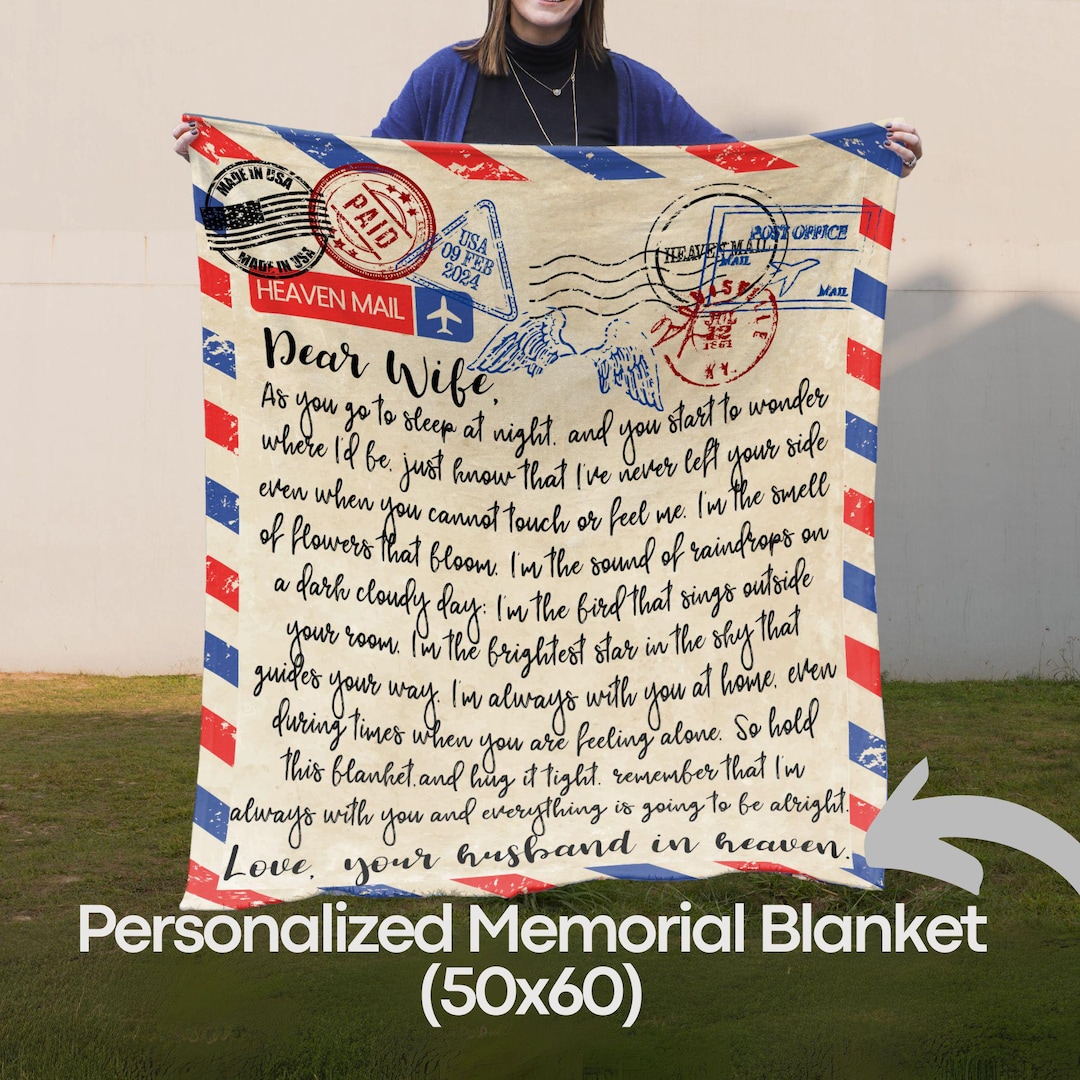 Loss of Husband Blanket, Wife Memorial Throw, Postcard Mail From Heaven ...