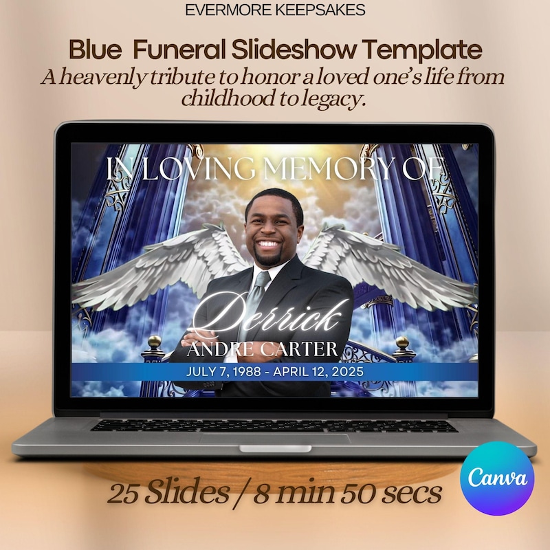 Blue Funeral Template - Etsy