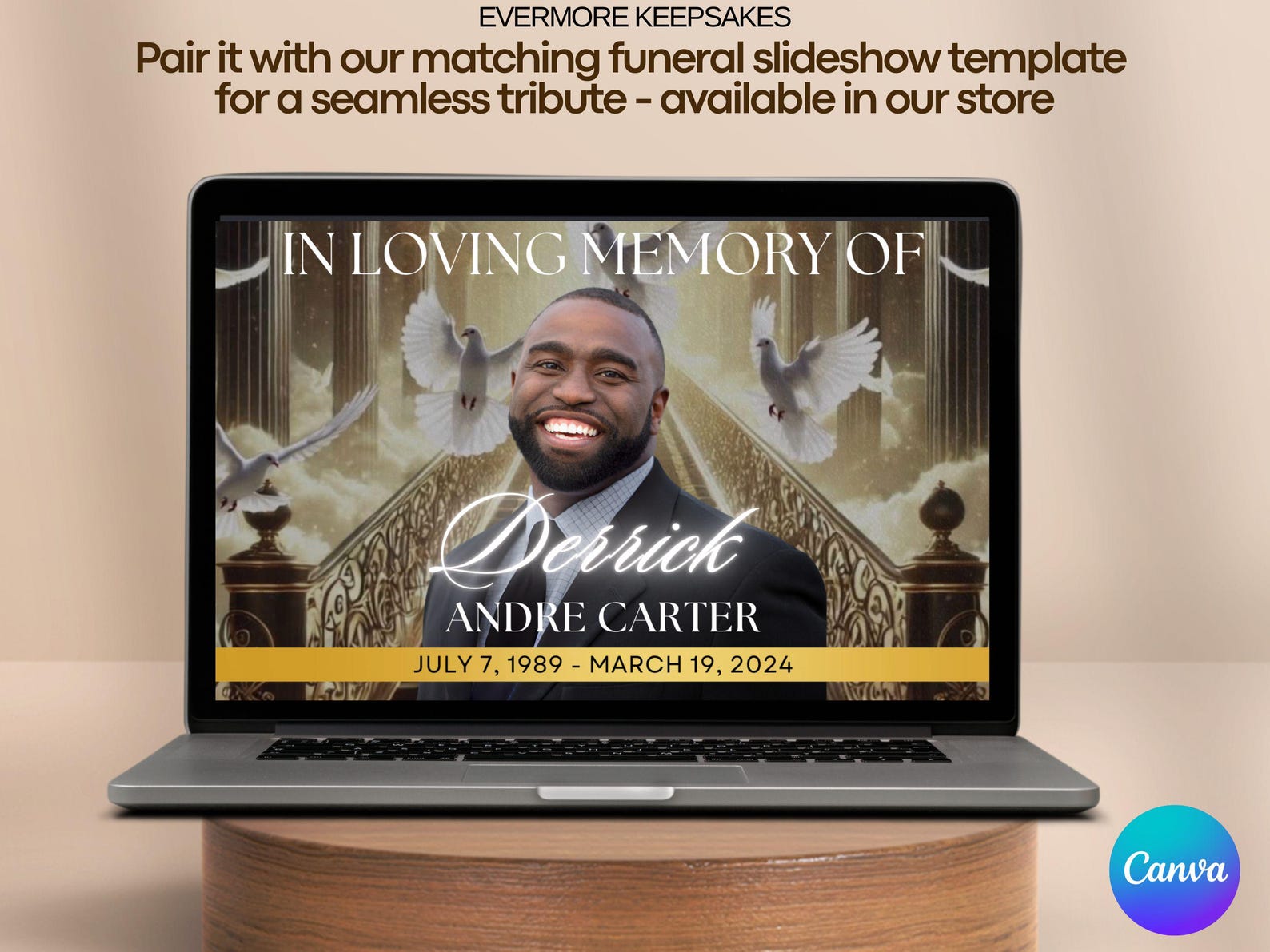 Black Gold Funeral Program Template, 4 Page Funeral Booklet Canva ...