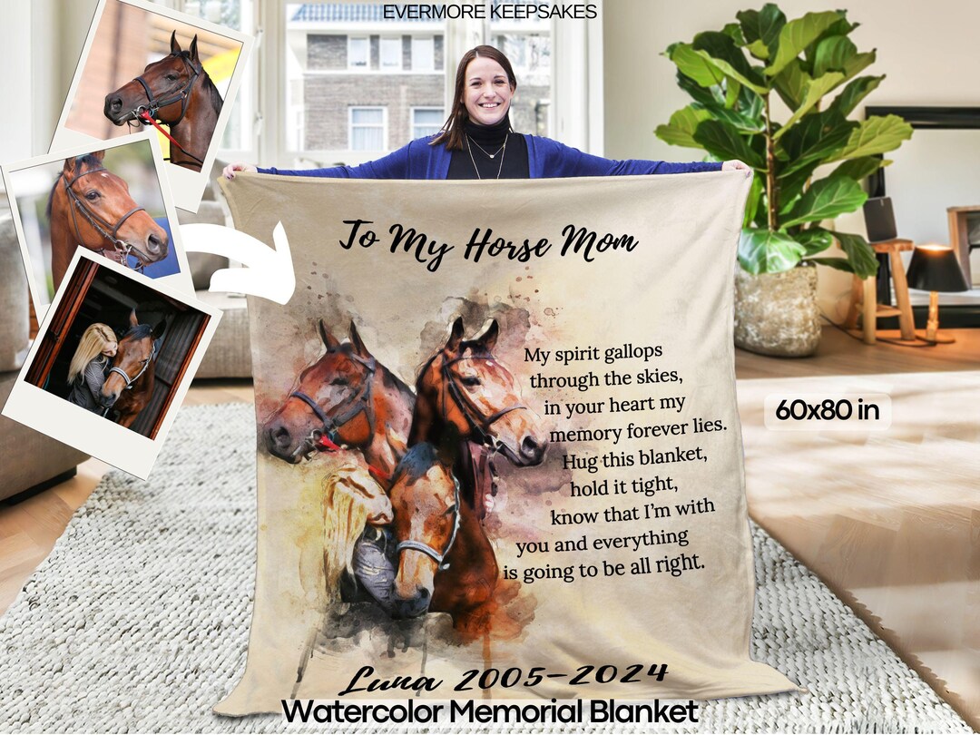 Personalized Horse Grief Blanket, Horse Memorial Sympathy Loss of Horse ...