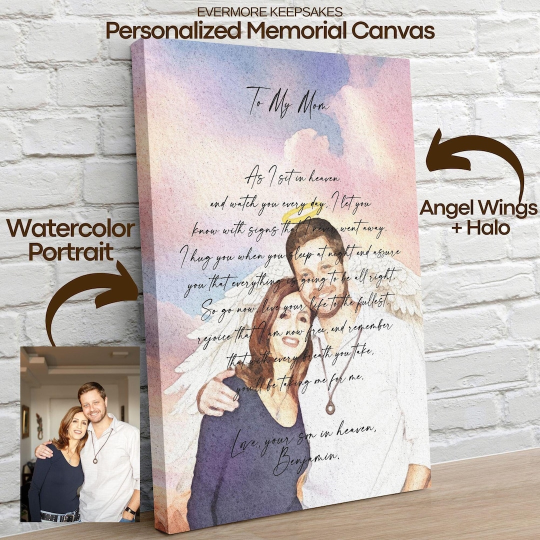 Personalized Loss of Son Memorial Canvas, Unique Sympathy Gift for Mom ...