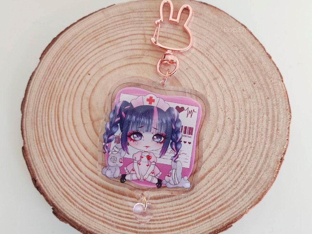 Blood Bag Chibi Original Art - Acrylic Keychains Crystal Heart Charm - Etsy