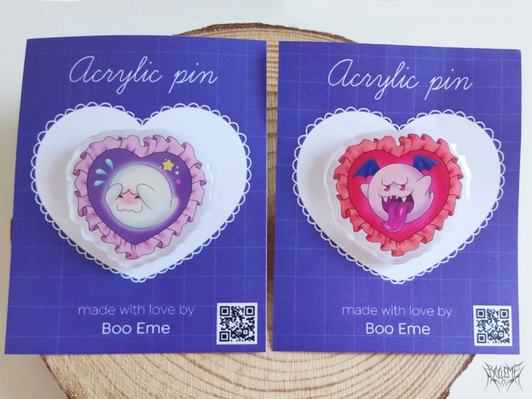 Boo Mario Heart Shaped - Acrylic Pins - Etsy