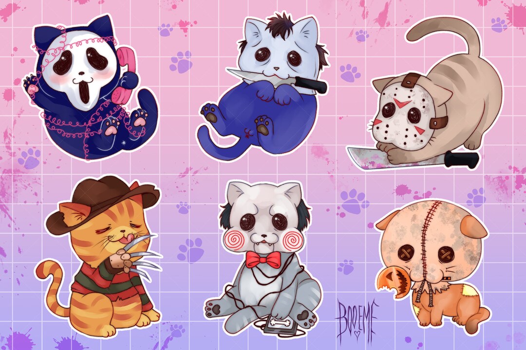 Slasher Kitties A6 Vinyl Sticker Sheet PREORDER - Etsy