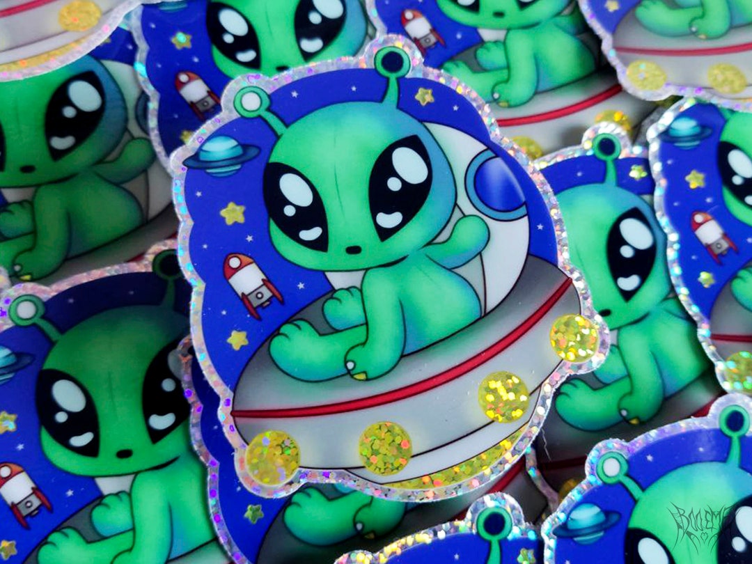 Alien Aftonsparv Plush Vinyl Glitter Stickers - Etsy Hong Kong