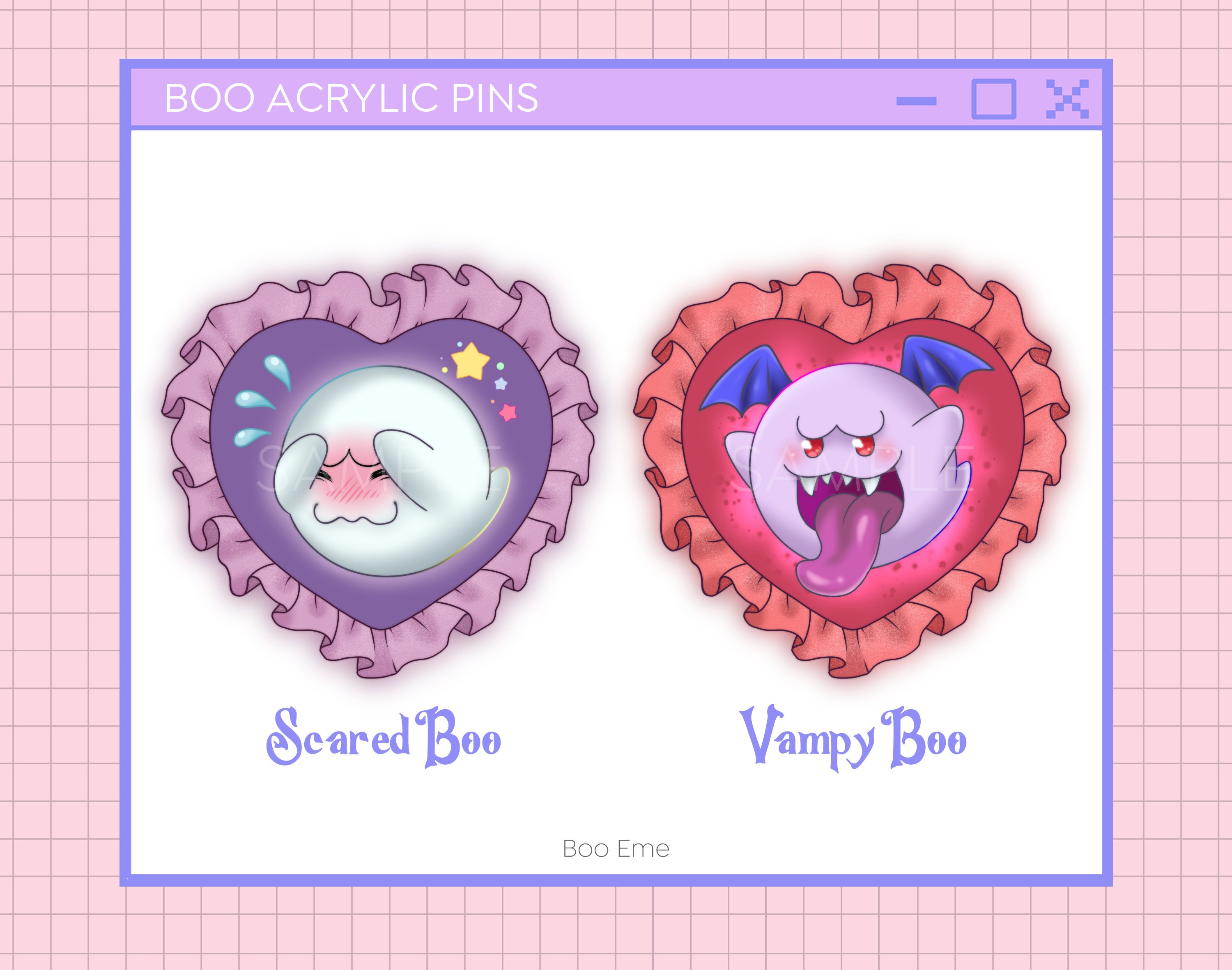 Boo Mario Heart Shaped Acrylic Pins - Etsy