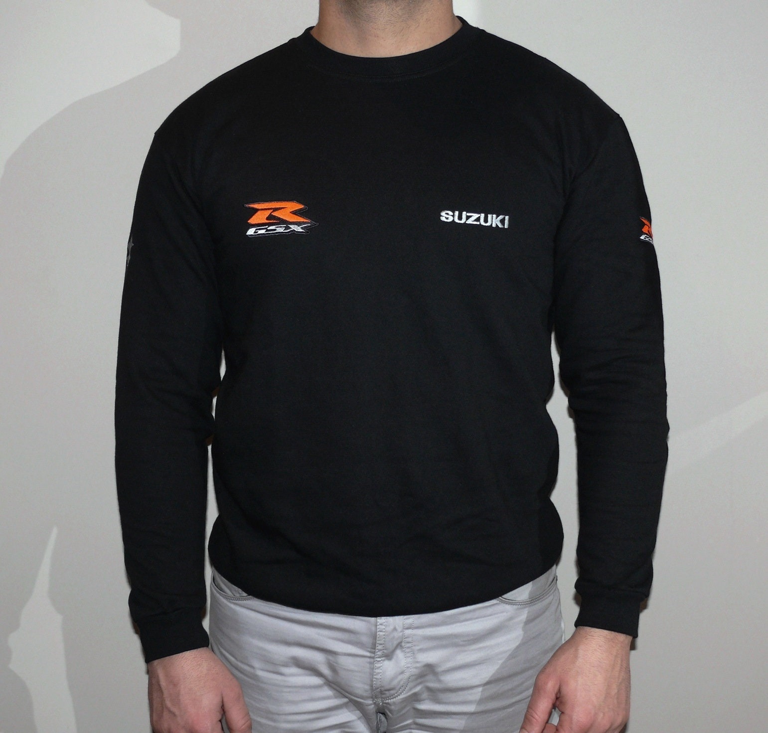 Suzuki GSX-R 600 750 1000 Embroidery Sweatshirt Crew Neck Jersey Long ...