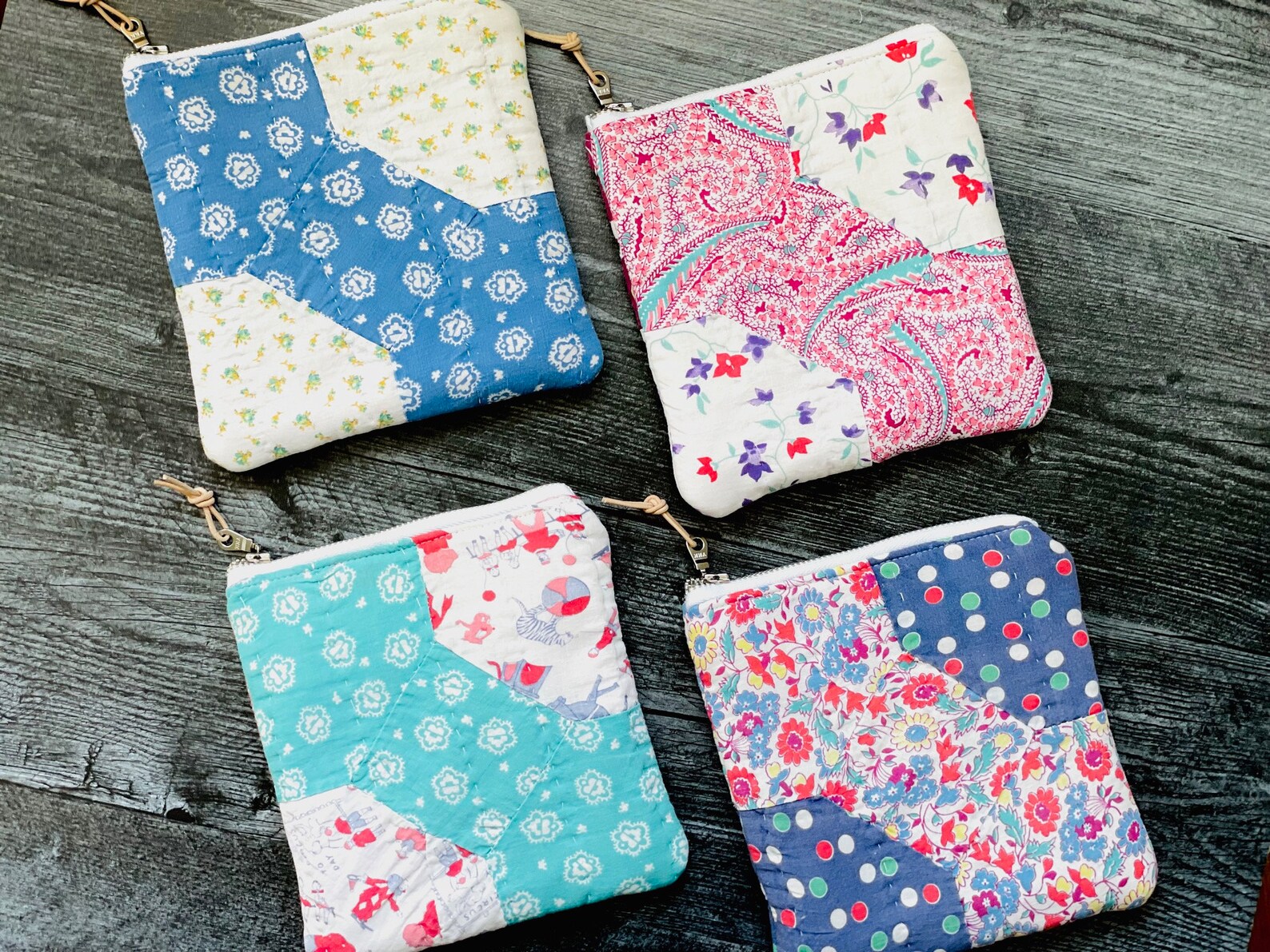 Vintage Quilt Bag, Zippered Pouch, Handmade Clutch, Antique Patchwork ...