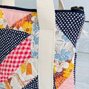 Mini Quilted Tote Bag, Upcycled Vintage Quilt, Appliqué, Patchwork ...