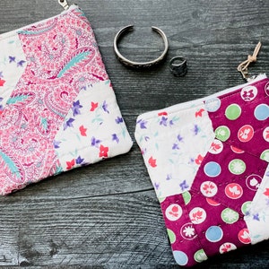 Vintage Quilt Bag, Zippered Pouch, Handmade Clutch, Antique Patchwork ...