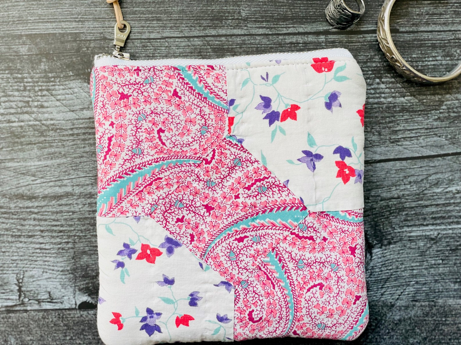 Vintage Quilt Bag, Zippered Pouch, Handmade Clutch, Antique Patchwork ...