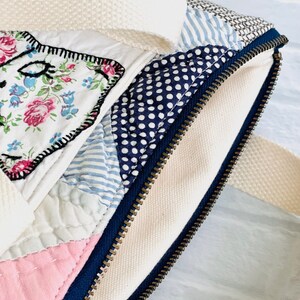 Mini Quilted Tote Bag, Upcycled Vintage Quilt, Appliqué, Patchwork ...