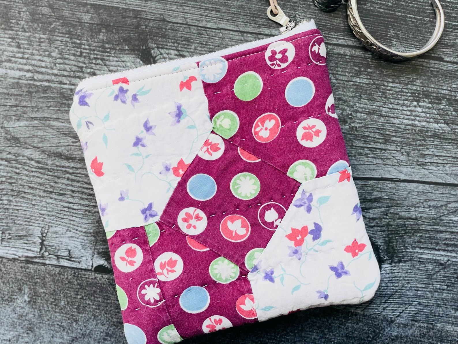 Vintage Quilt Bag, Zippered Pouch, Handmade Clutch, Antique Patchwork ...