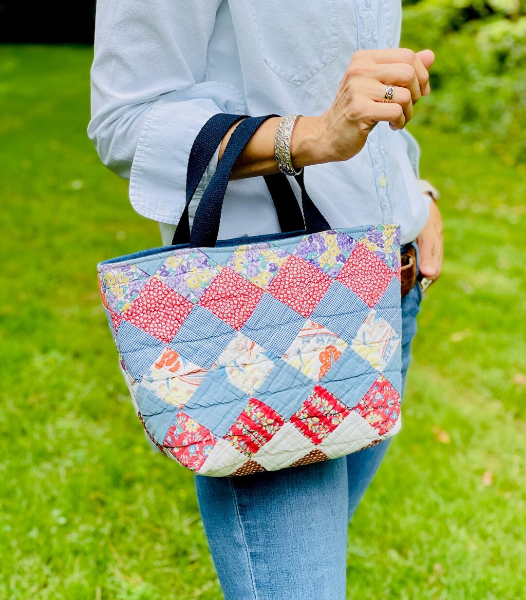 Upcycled Vintage Quilt Bag, Quilted Tote, Handmade Purse, Patchwork ...