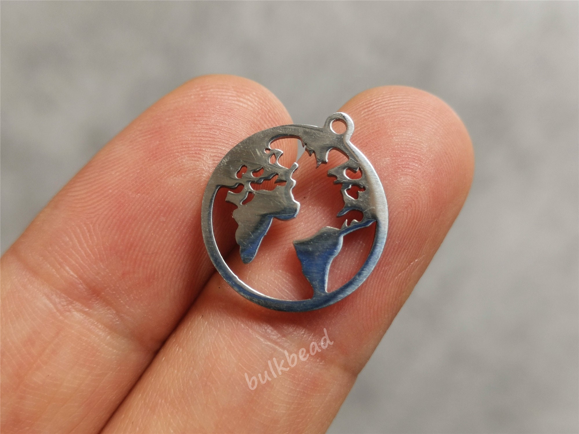 Planet Earth Connector Map Charm Stainless Steel for Long - Etsy