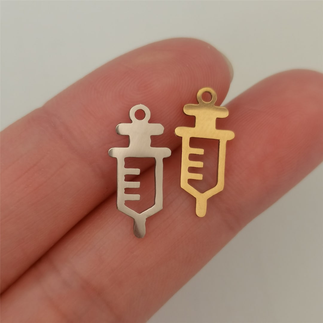 Small Syringe Charm Stainless Steel for Nurse Jewelry - Etsy