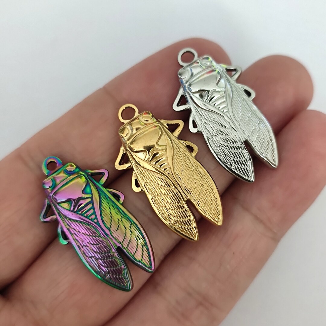 Cicada Charm Pendant Rainbow Metal Stainless Steel - Etsy