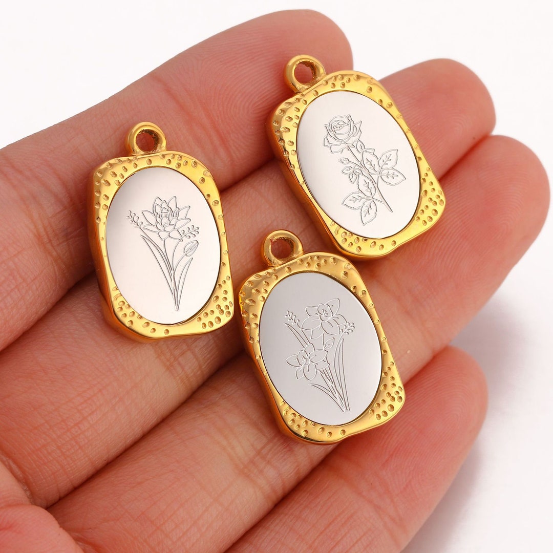 Birth Flower Charm Stainless Steel for Jewelry Making - Etsy