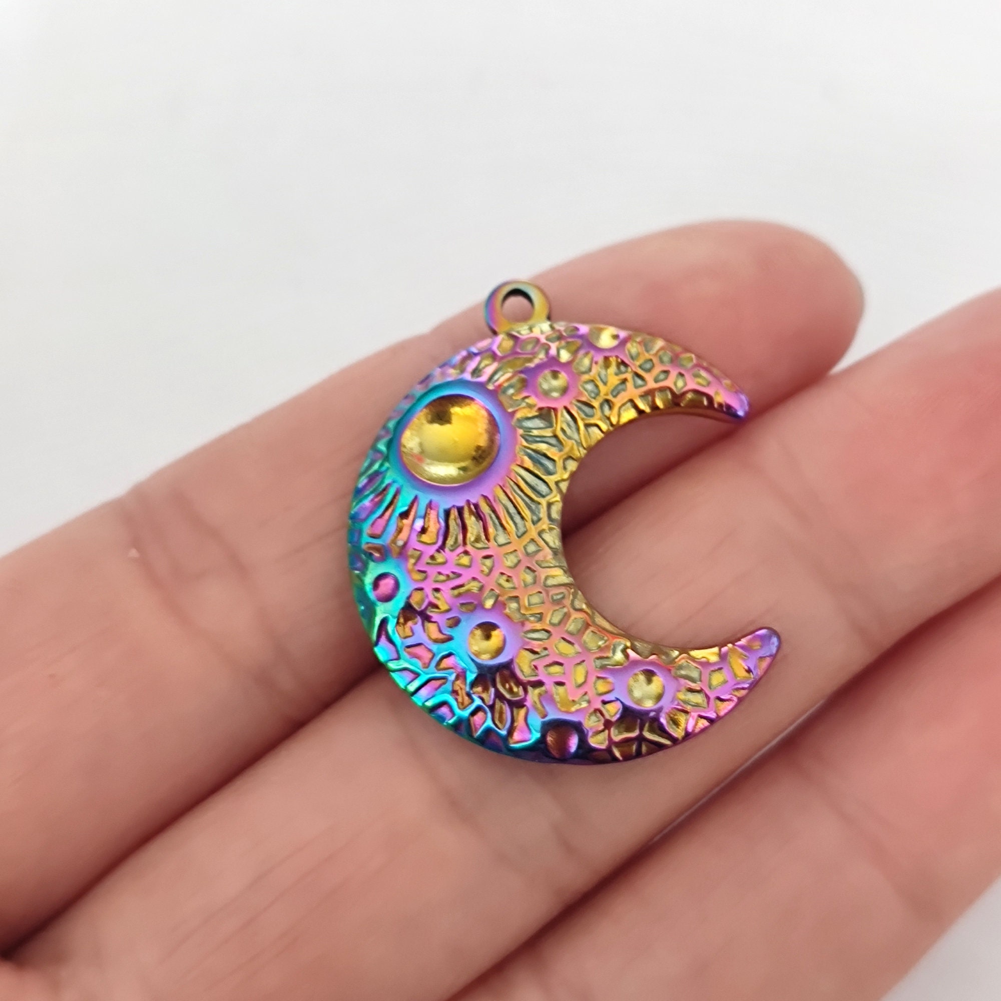 Moon Surface Charm Rainbow Metal Stainless Steel - Etsy