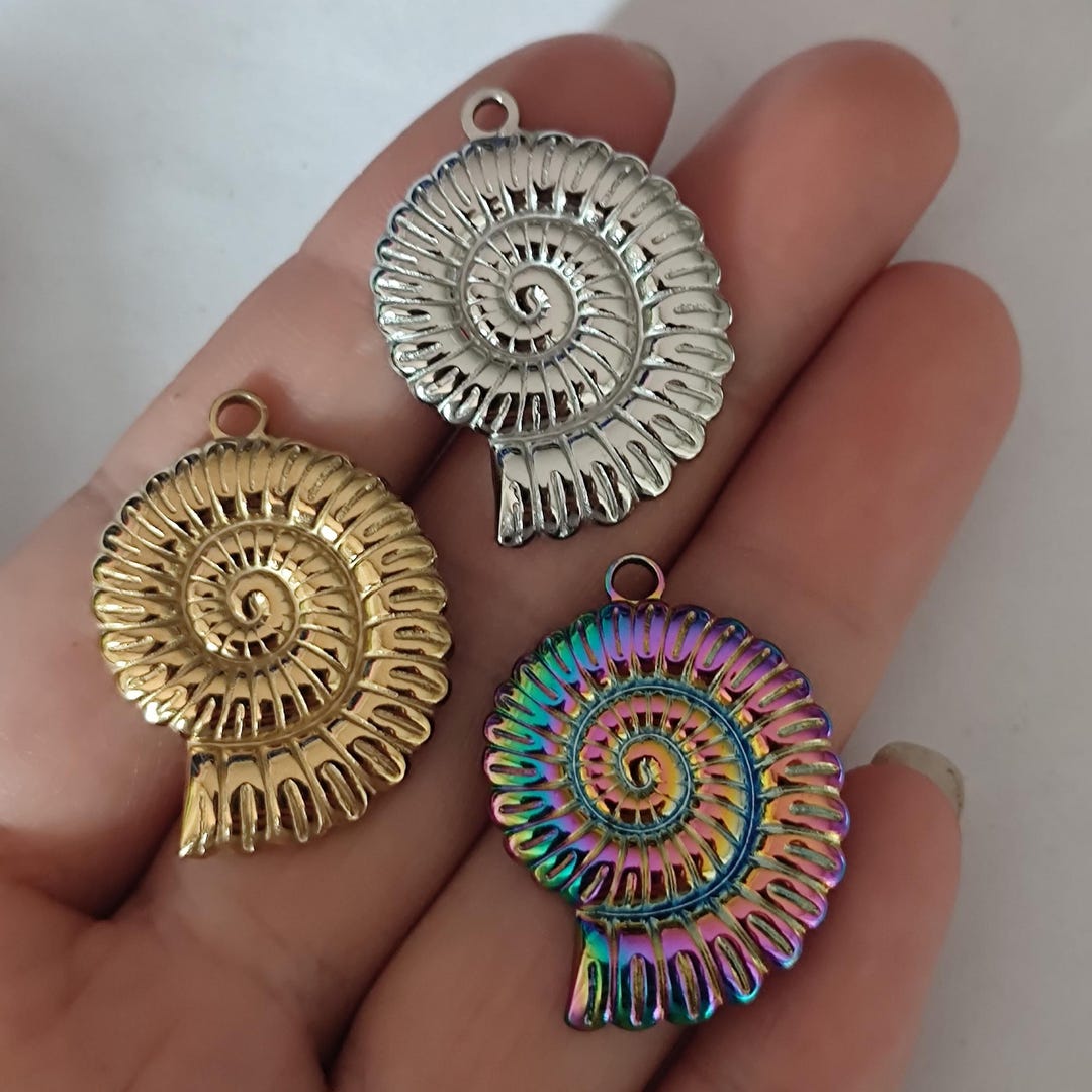 Nautilus Conch Charm Rainbow Metal Stainless Steel - Etsy