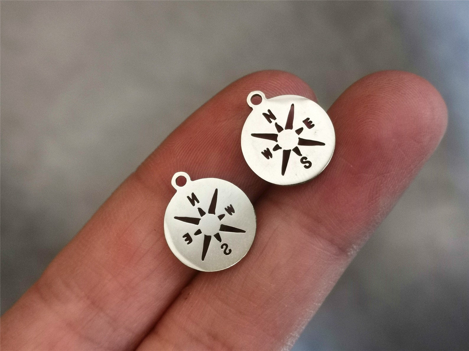 Compass Charm Stainless Steel Compass Pendant Gold Tone | Etsy