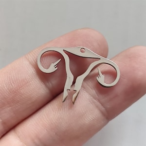 Anatomical Female Reproductive System Uterus Charm Stainless Steel ...