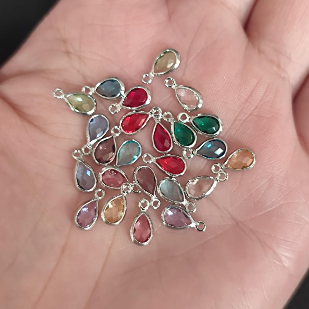 5x10mm Drop Shape Rare Earth Glass Birthstone Charm - Etsy