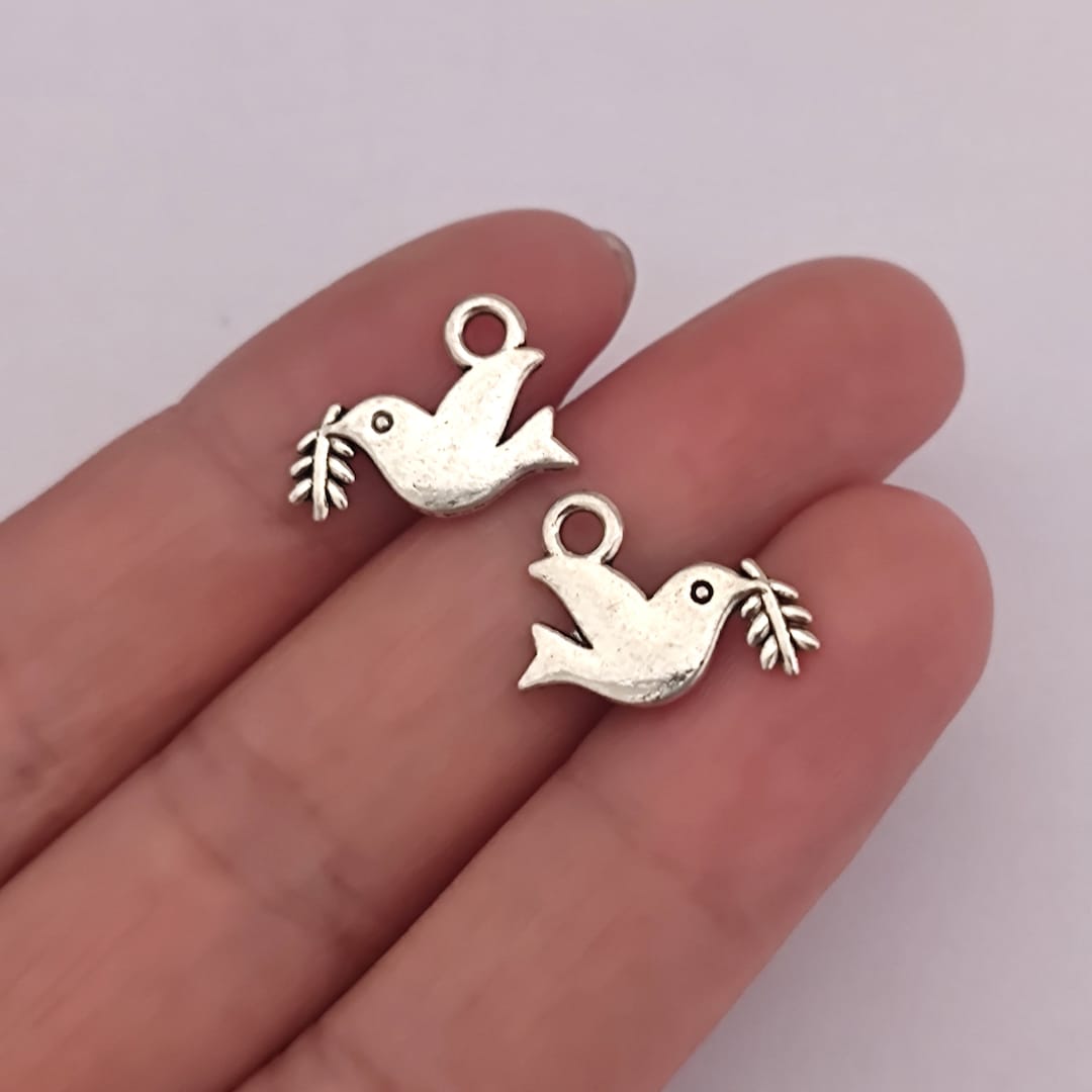 Tiny Peace Dove Charm Antique Silver Tone for Jewelry Making - Etsy