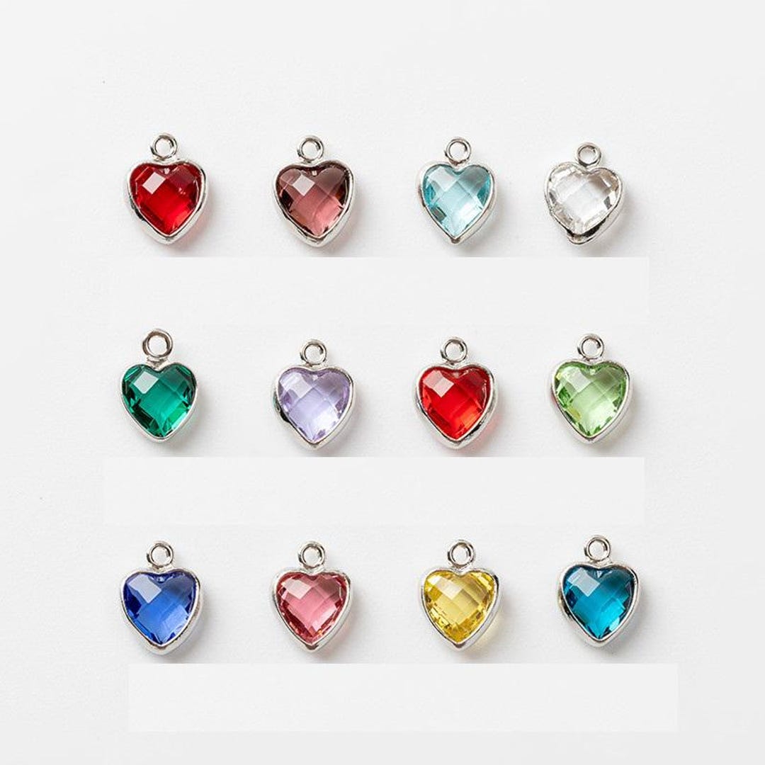 7x9mm Heart Shape Rare Earth Glass Birthstone Charm - Etsy