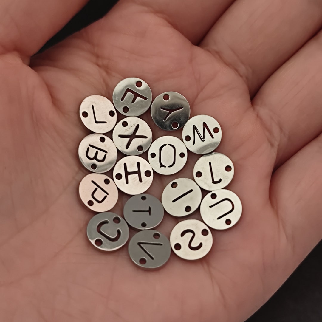 2 Holes Initials Coin Add on Charm Stainless Steel - Etsy