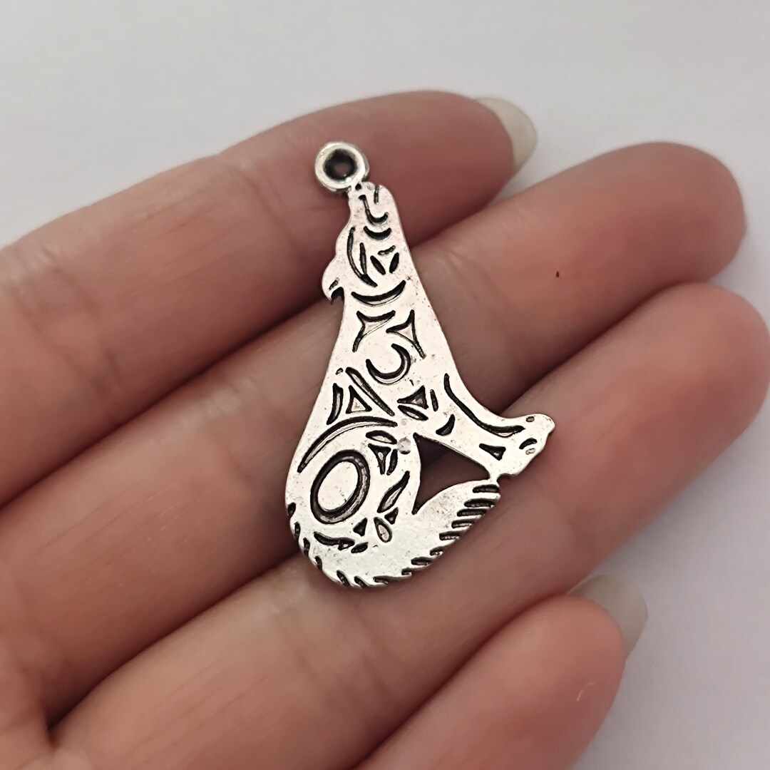Viking Wolf Fenrir Charm Antique Silver Tone - Etsy
