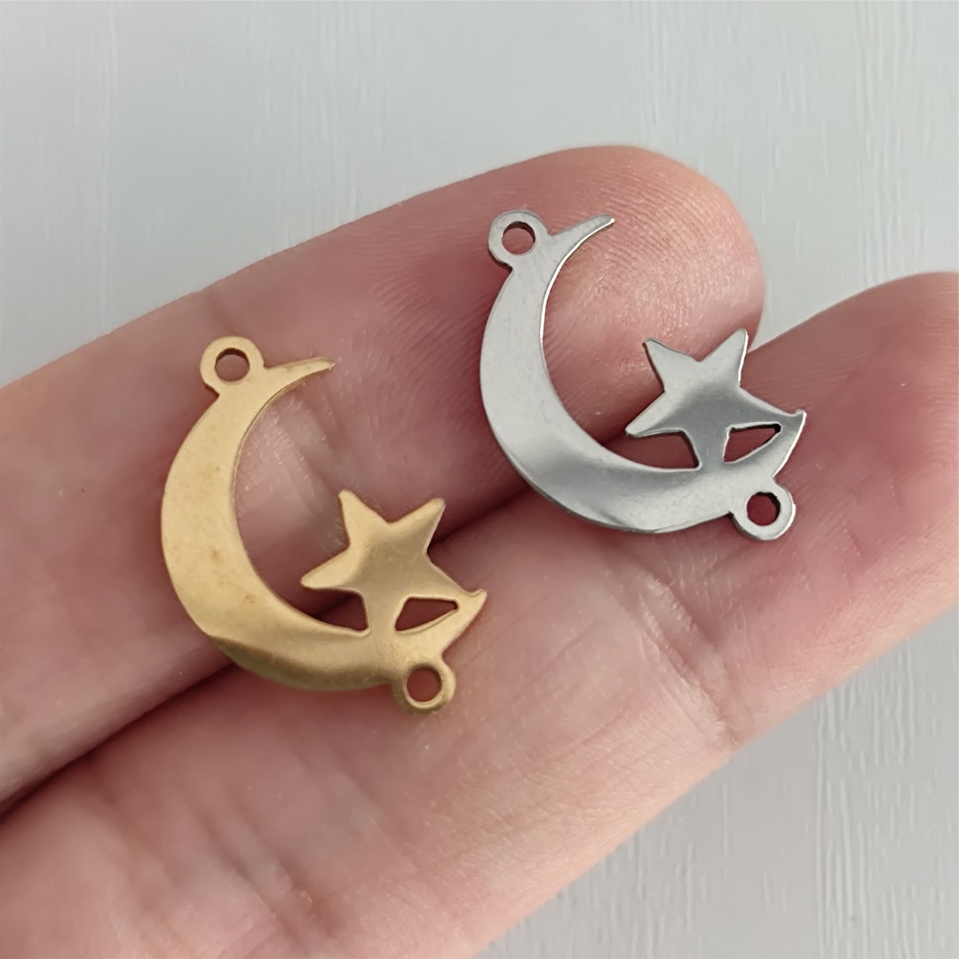 Crescent Moon Star Charm Stainless Steel for Jewelry Making - Etsy