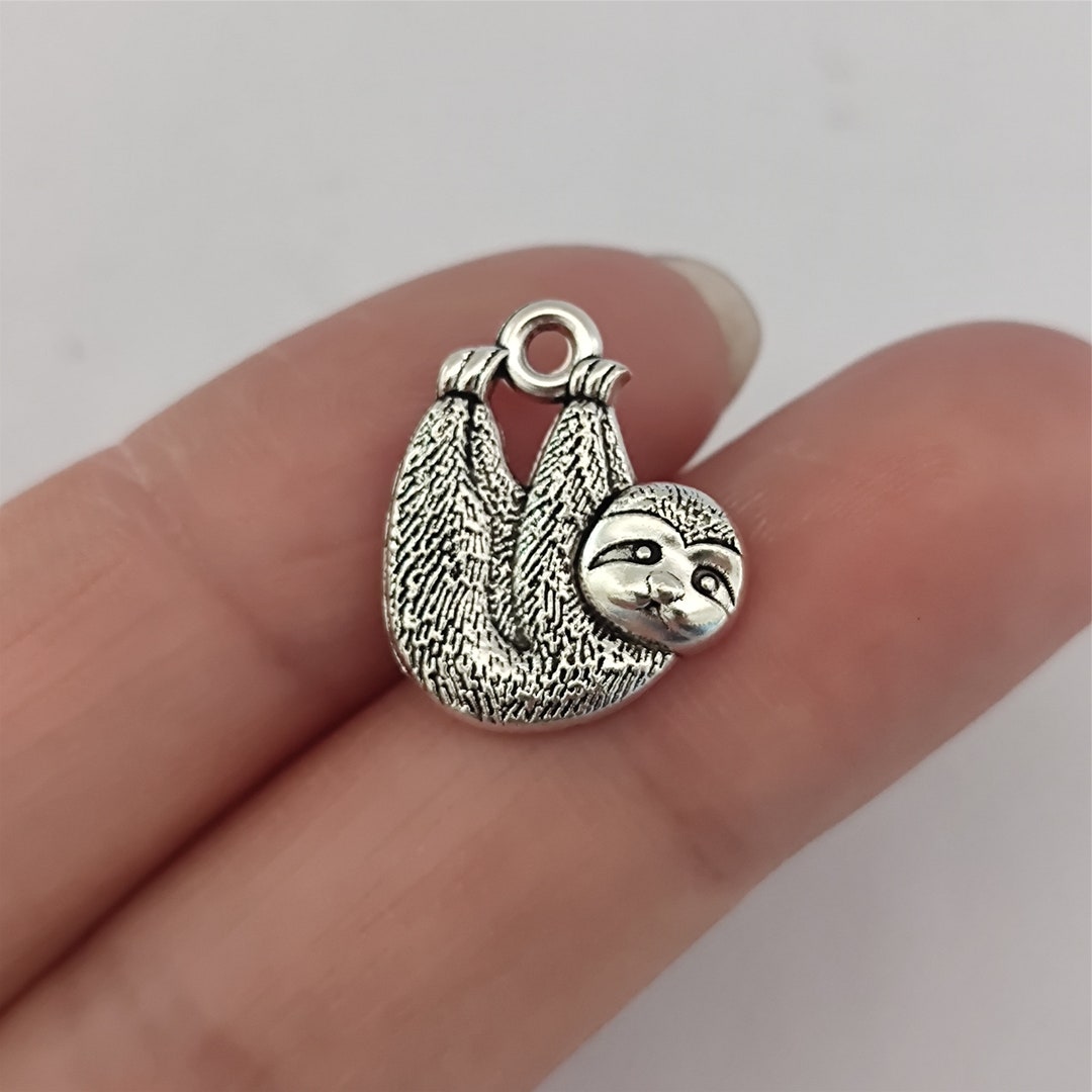 Cute Sloth Charm Antique Silver Tone for Necklace Keychain - Etsy