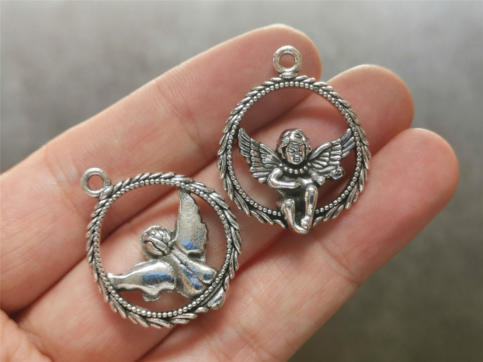 Guardian Angel Charm Antique Silver Tone - Etsy
