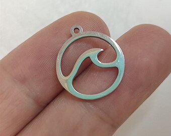 Wave Stainless Steel Charm,personalized Sea Wave Engraved Charms,custom ...