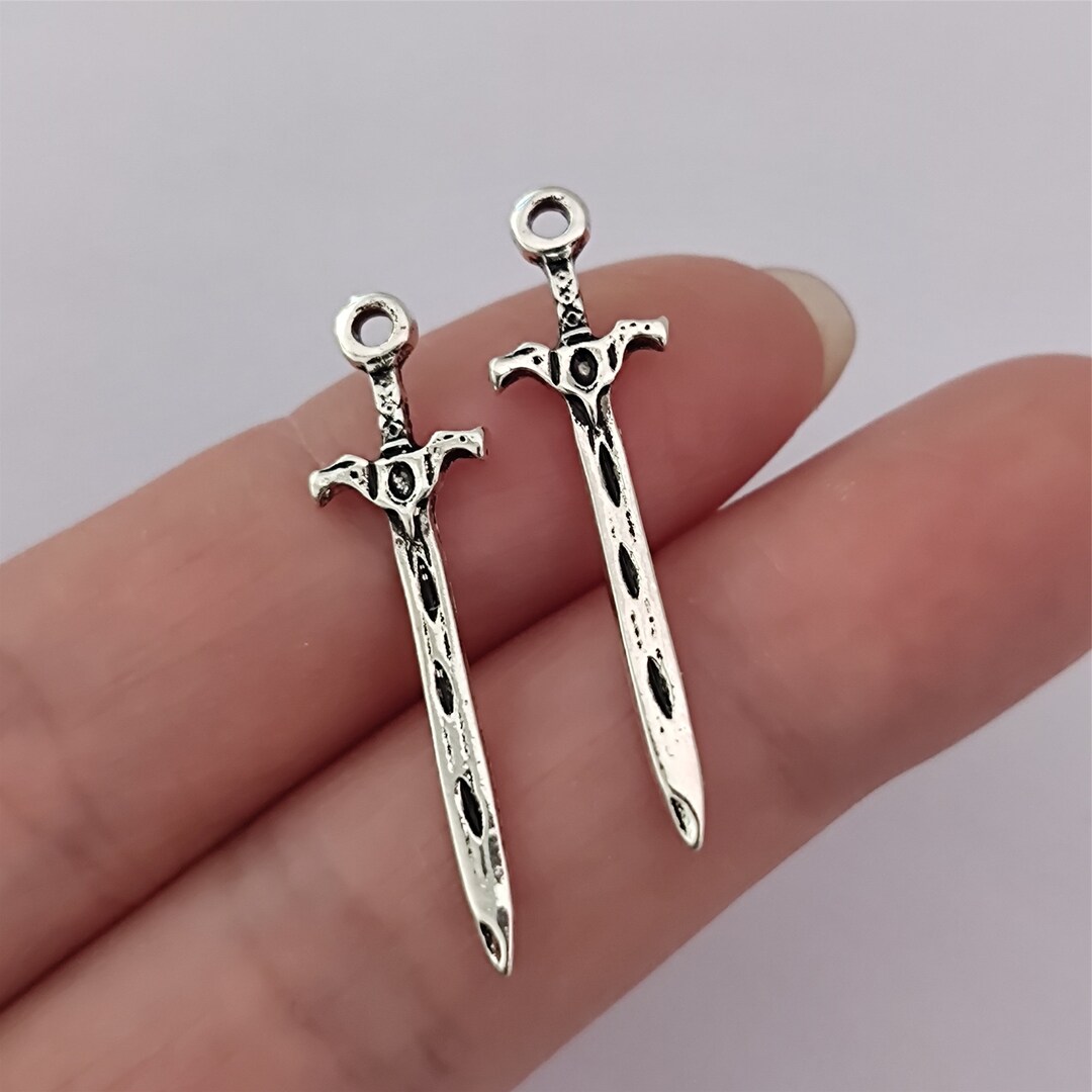 Simple Sword Charm Antique Silver Tone for Jewelry Making - Etsy