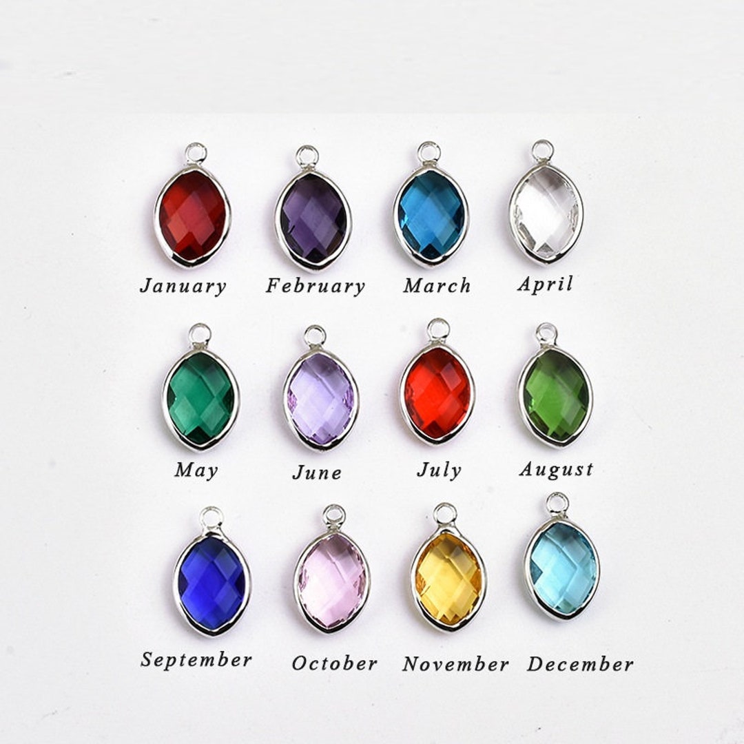 Silver Tone Oval Shape Crystal Birthstone Charms 8mm - Etsy