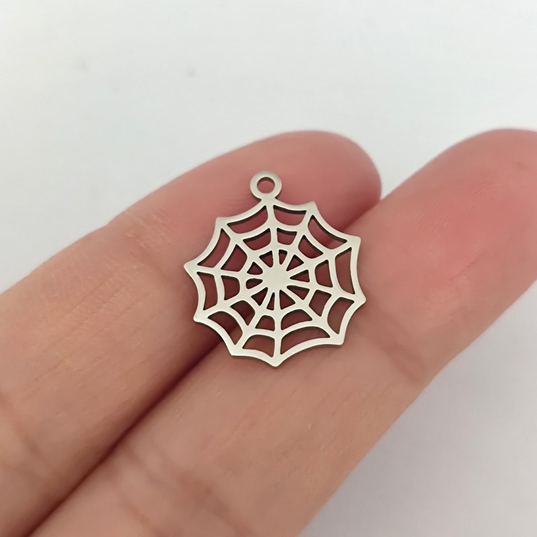 Spider Web Charm Gold Plated Stainless Steel - Etsy