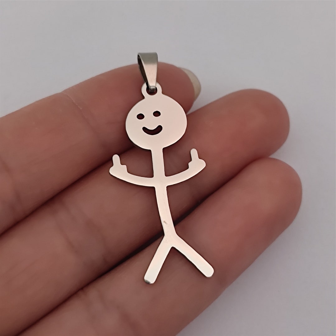 Funny Doodle Pendant Middle Finger Stickman Charm - Etsy