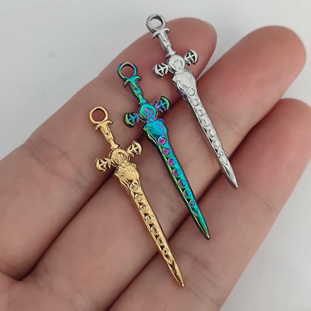 Medieval Sword Charm Rainbow Metal Stainless Steel - Etsy
