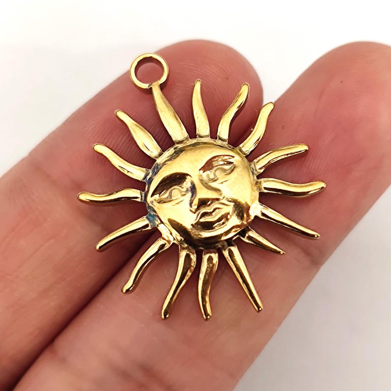 Sun God Charm Gold Plated Stainless Steel for Jewelry Making - Etsy