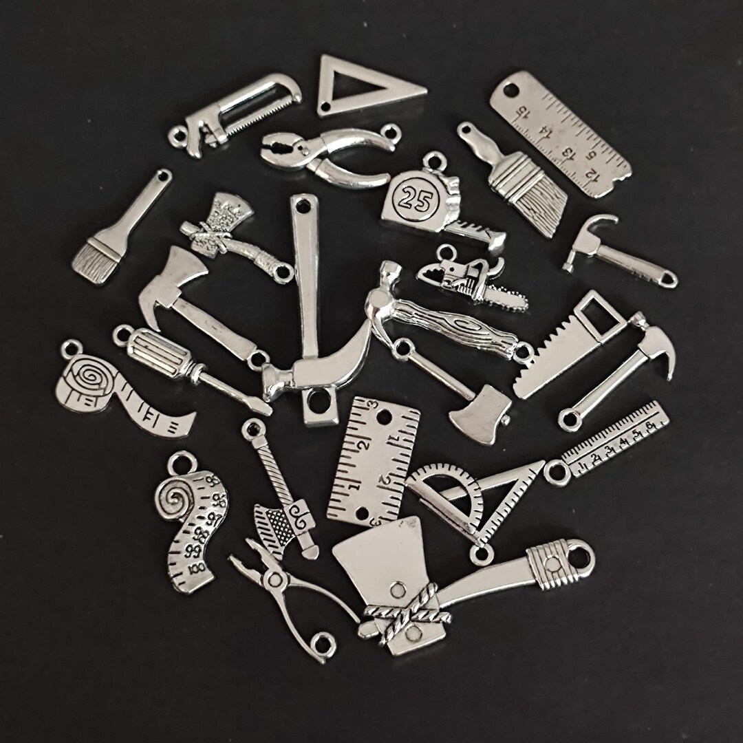 Tool Charm Set Antique Silver Tone for Jewelry Making - Etsy