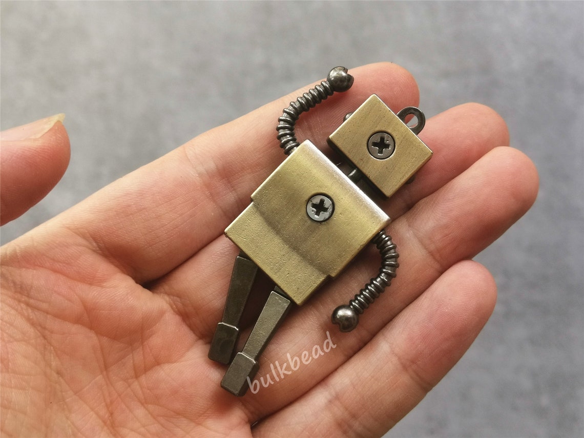 Large Robot Pendant Charm Antique Bronze Tone - Etsy